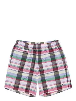 Adidas Originals X Noah Plaid Water Repellent Shorts - Red