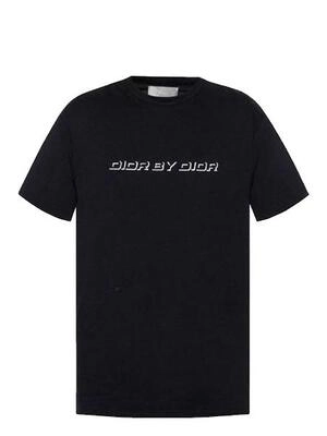Dior Embroidered Logo Printing Short Sleeve - Black