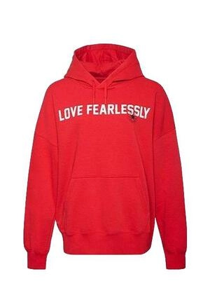 CONVERSE Love The Progress" Oversized Pullover Hoodie - Red