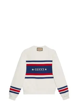 Gucci Cotton Jersey Sweatshirt With Embroidered Logo - Off White