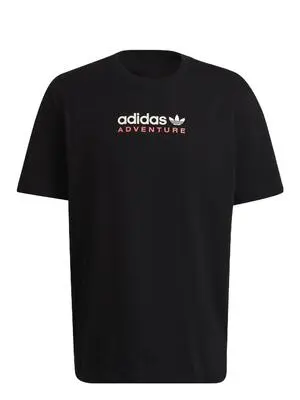 Adidas Originals Mtn Spr Tee Alphabet Logo Printing Sports Round Neck Short Sleeve Black T-shirt - Multi-color