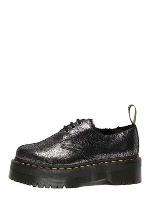 Dr. Martens 1461 Faux Fur-lined Metallic Platform Shoes - Black