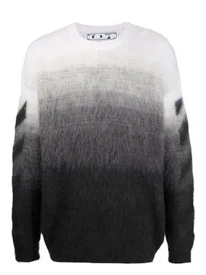 Off-White Fw21 Plush Gradient Wool Pullover Sweater - Black