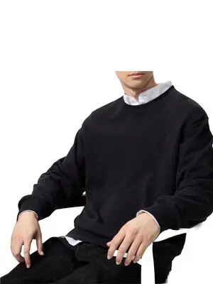 Uniqlo Crewneck Sweatshirt With Ribbed Cuffs - Black