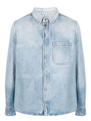 Off-White Ss21 Lapel Buckle Long Sleeves Shirt - Blue