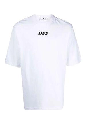 Off-White Fw21 Logo Round Neck Short Sleeve Loose Fit White T-shirt - Default Color