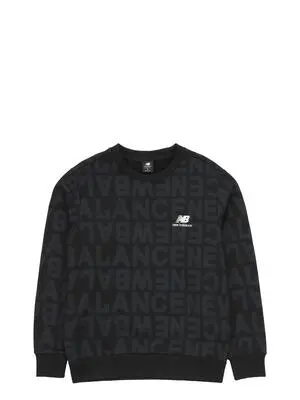 NEW BALANCE All-over Logo Crewneck Pullover - Black