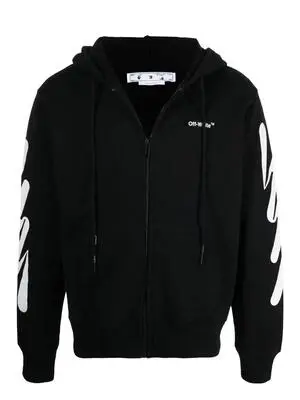 Off-White Diagonal Stripes Zip-up Hoodie - Default Colorway