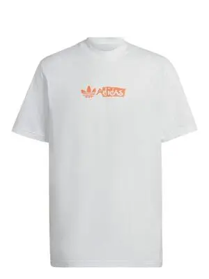 Adidas Originals Geometry Pattern Printing Logo Round Neck Short Sleeve White - Multi-color