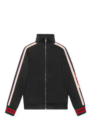 Gucci Technical Jersey Track Jacket With Stripe Detail - Black/red