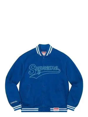 Supreme X Mitchell & Ness Doughboy Twill Varsity Jacket - Blue/white