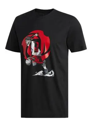 Adidas Casual Sports Printing Round Neck Pullover Short Sleeve Black T-shirt - Multi-color
