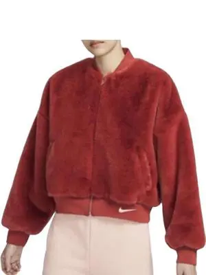 Nike Reversible Faux Fur Bomber Jacket - Red