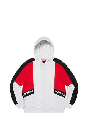 Supreme Color Blocked Zip Up Hooded Sweatshirt - Light Grey