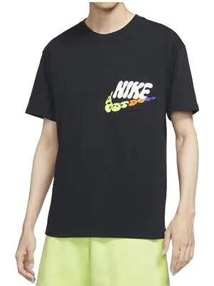 Nike Pocket Logo Printing Sports Round Neck Short Sleeve - Black