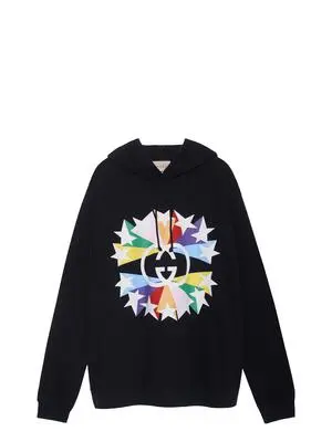 Gucci Full Print Interlock Double G Hoodie - Black