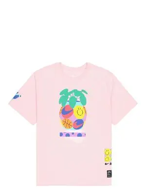 Nike Smiling Face Printing Athleisure Casual Sports Round Neck Short Sleeve Pink Red T-shirt - Multi-color