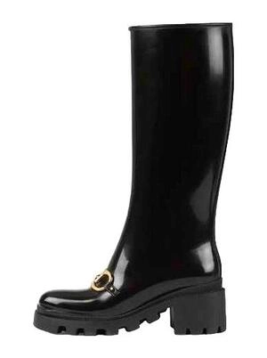Gucci Gucci Rubber Horsebit Tall Boots Black