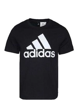 Adidas Logo Printing Sports Round Neck Short Sleeve - Black