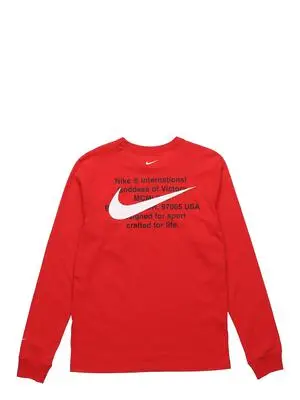 Nike Printing Round Neck Long Sleeves T-shirt - Red