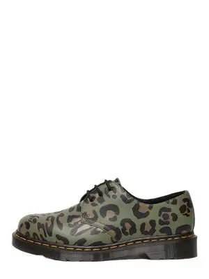 Dr. Martens 1461 Distorted Leopard Print Oxford Shoes - Khaki Green
