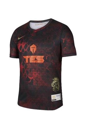 Nike X Lpl Crossover Short Sleeve Gym Top - Red