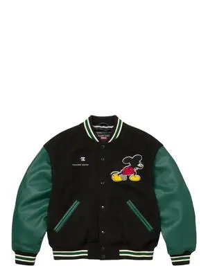 Supreme X Number Ine Mickey Varsity Jacket - Black