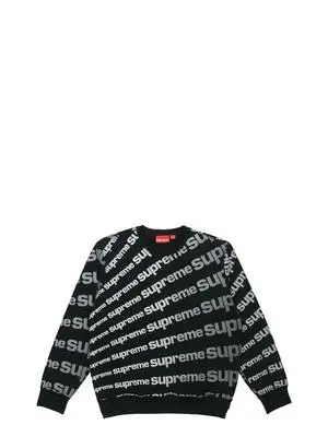 Supreme Radial Crewneck Logo Print Sweatshirt - Black