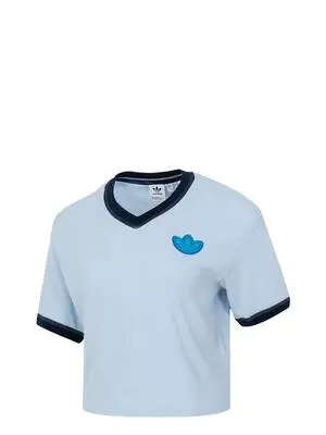 Adidas Originals V-neck Cropped T-shirt - Blue