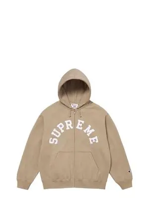 Supreme X Champion Zip Up Hooded Sweatshirt - Red/white