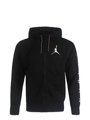 JORDAN Zip-up Hooded Jacket - Black