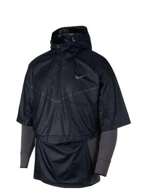 Nike Splicing Logo Sports Cardigan Long Sleeves Black - Default Color