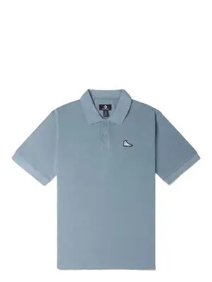 CONVERSE Shoe Patch Polo Shirt Asia Sizing - Light Blue