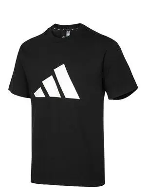 Adidas M Fi 3b Tee Contrasting Colors Logo Sports Round Neck Short Sleeve - Black