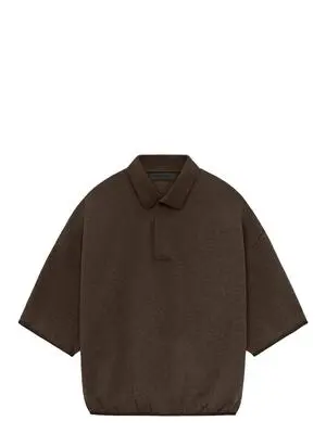 Fear Of God 3/4 Sleeve Polo Shirt 'heather Wood - Brown