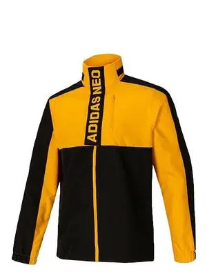 Adidas Neo Colorblock Zip-up Sports Jacket With Hood - Blackgoldmulti-color