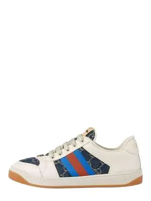 Gucci Screener Gg Canvas Denim Low Top Sneakers - Blue/ivory