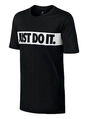 Nike Just Do It Casual Knit Round Neck Short Sleeve - Black