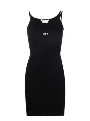 Off-White Off-stamp Ribbed Dress - Black