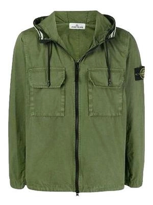 Stone Island Garment Dyed Hooded Shirt Jacket - Olive