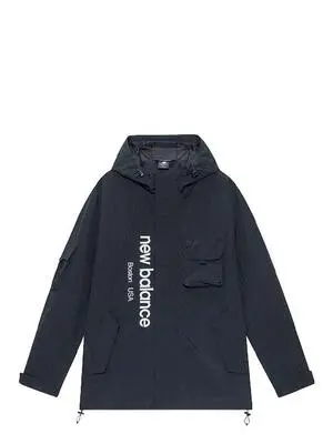 NEW BALANCE Logo Printing Cargo Hooded Jacket - Black