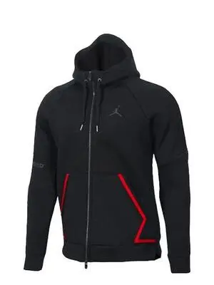 JORDAN Zip Up Hooded Jacket - Black