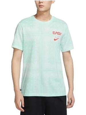 Nike Alphabet Logo Cashew Printing Round Neck Short Sleeve Green T-shirt - Default Color