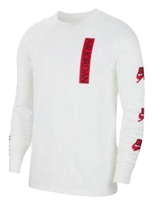 JORDAN Long Sleeves T-shirt Red - White