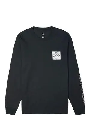 CONVERSE Distorted Court Long Sleeve T-shirt Asia Sizing - Black
