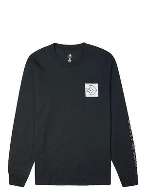 CONVERSE Distorted Court Long Sleeve T-shirt Asia Sizing - Black