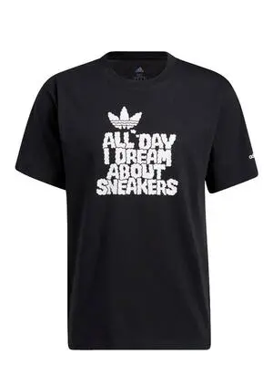 Adidas Originals Funny Alphabet Printing Sports Round Neck Short Sleeve Black - Default Color