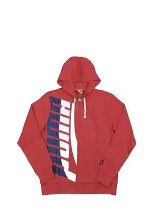 PUMA Casual Hooded Zip-up Sweatshirt - Red/white/blue