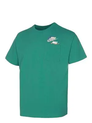 Nike Logo Pattern Round Neck Short Sleeve Green T-shirt - Multi-color