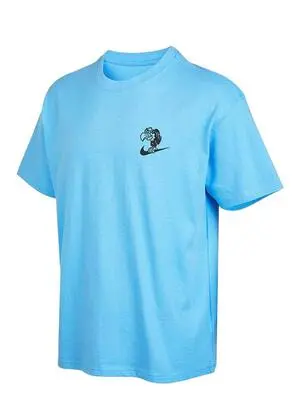 Nike Cartoon Pattern Printing Casual Round Neck Short Sleeve Blue T-shirt - Multi-color